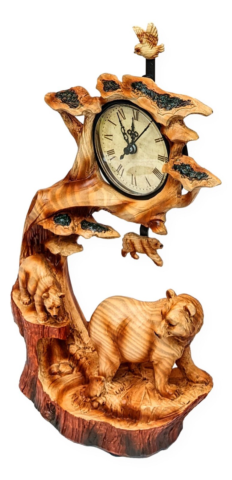 Wood Look BEAR FAMILY Pendulum Desktop Clock, by Slifka | eBay
