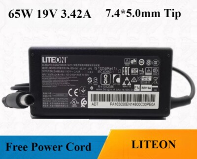 Original Liteon 65W 19V 3.42A Charger PA-1650-50 7.4*5.0mm Power Supply ...