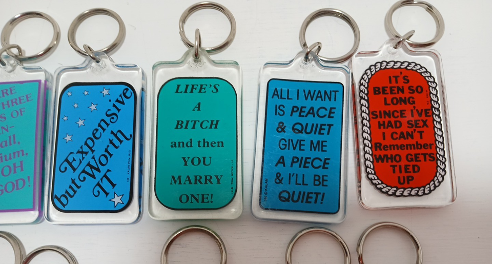 Vintage Kalan Naughty Funny Sayings Keychains Lot Of 14 | eBay