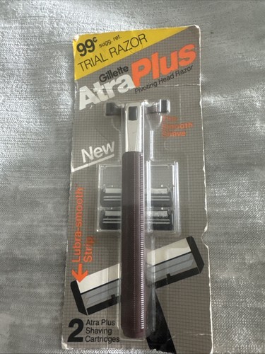 1985 TRIAL Vintage Gillette Atra Plus Razor Metal Plastic Shaver Twin ...