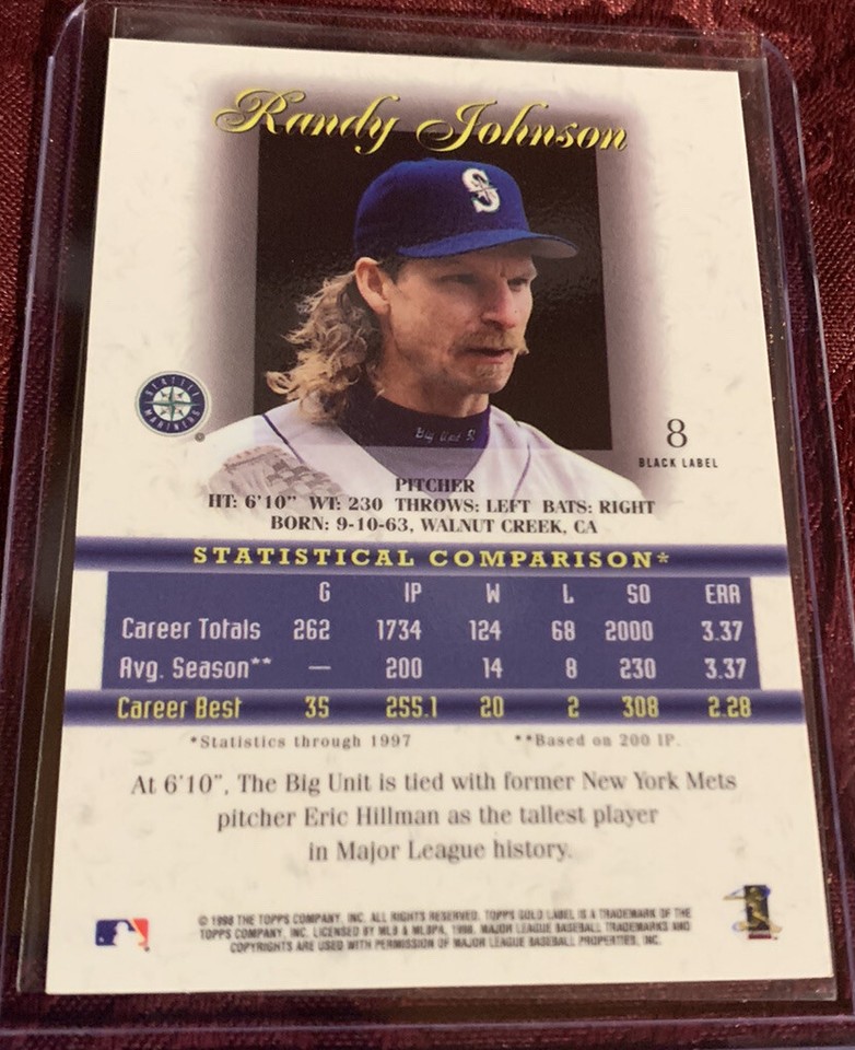 Randy Johnson 1999 Topps Gold Label Card # 8, Seattle Mariners MLB HOF ...