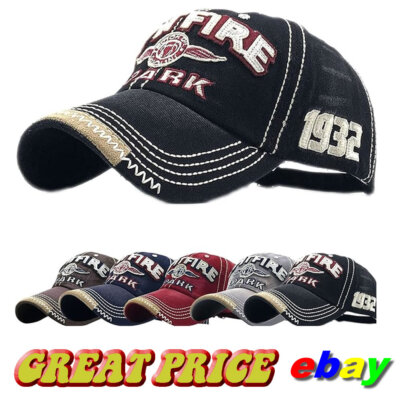 Retro Biker Baseball Cap Distressed Vintage Look Adult Unisex Cotton ...