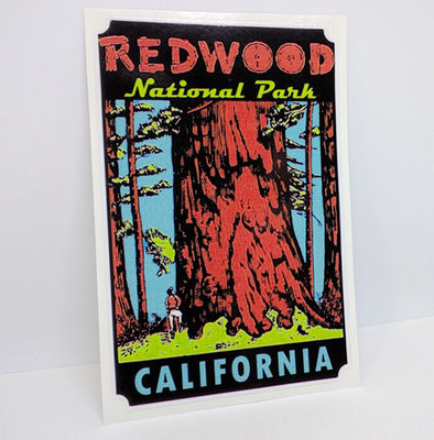 Redwood National Park Vintage Style Travel Decal, Vinyl Sticker ...