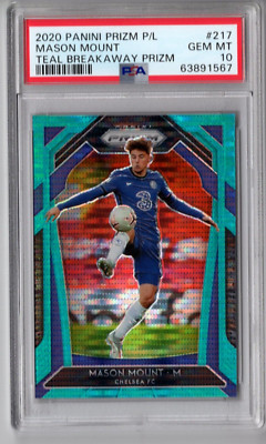 Mason Mount 2020-21 Prizm EPL Teal Prizm PSA 10 Chelsea FC #217 /49 Man ...