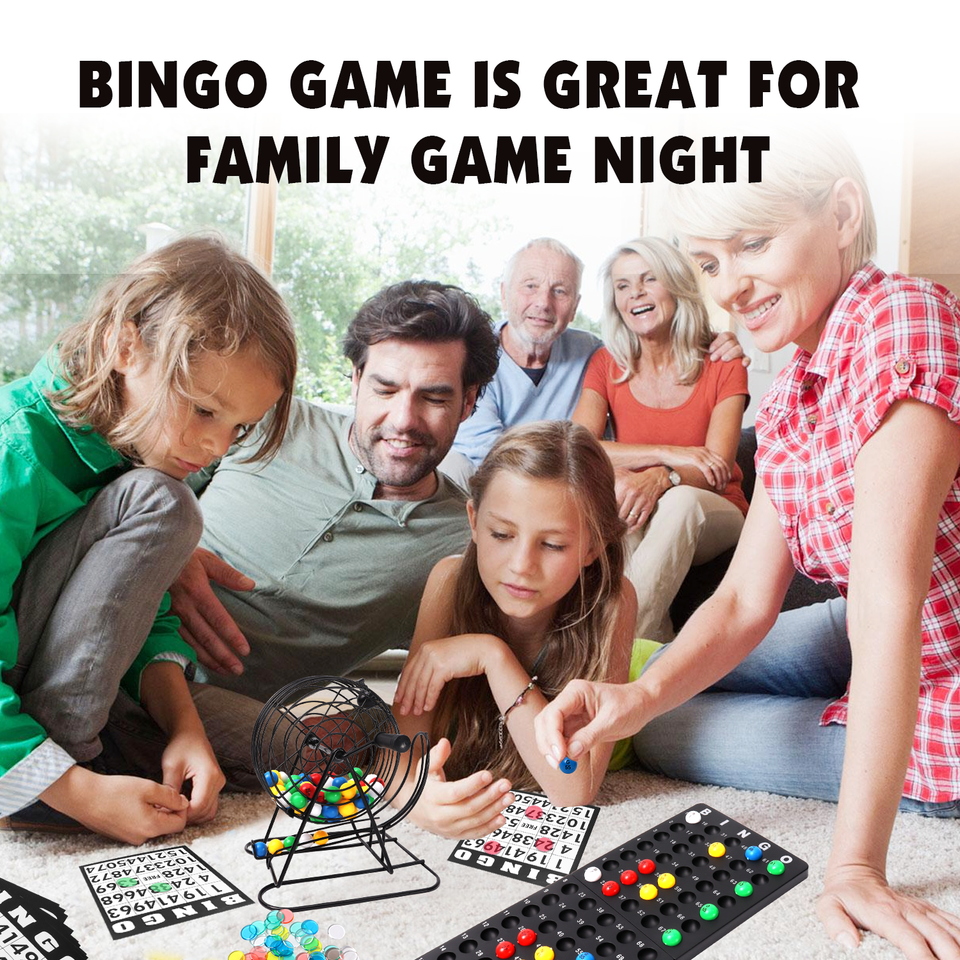 Deluxe Bingo Game Set w/Roller Cage, 75 Bingo Balls, Board, 18 Cards ...