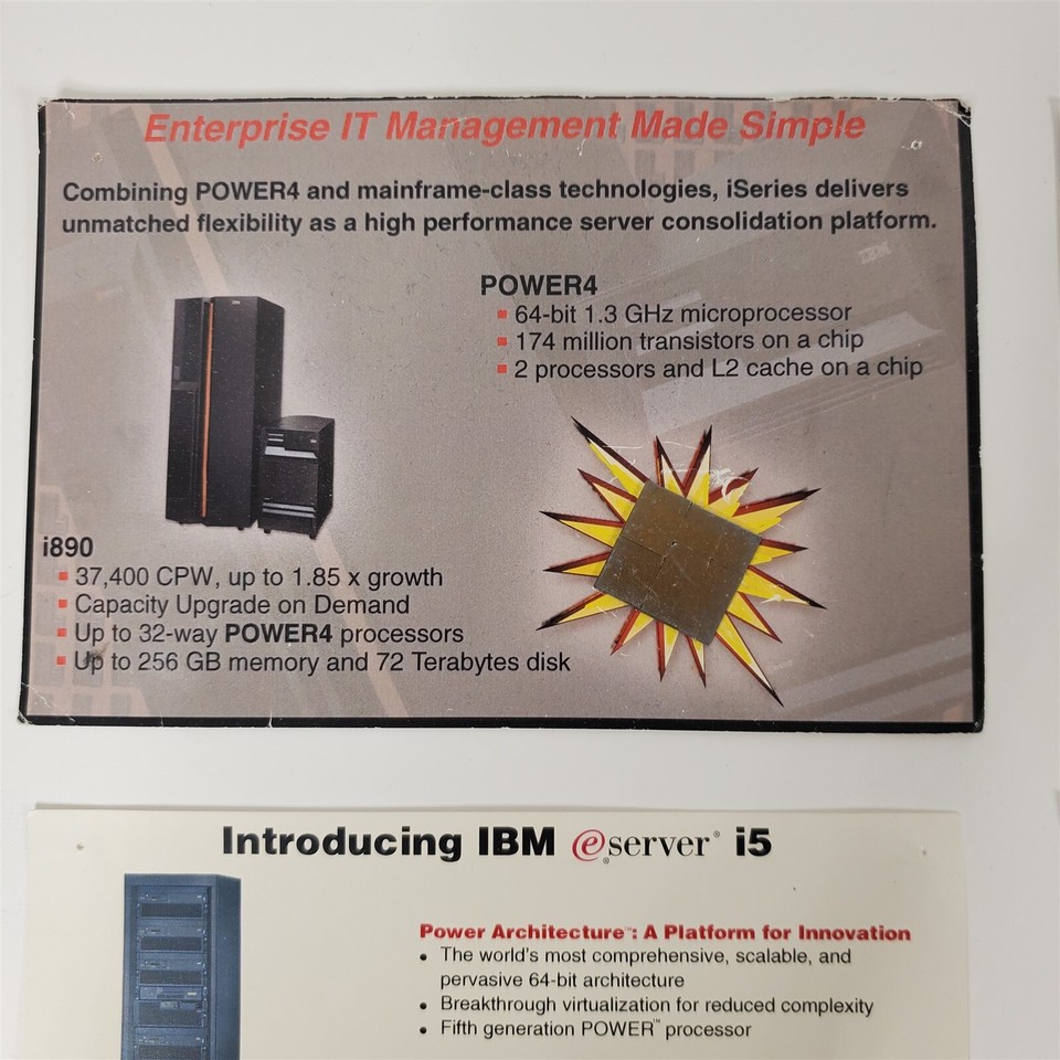 Collectible IBM iSeries i Power Chip Sample Cards Power4 Power5 Power6 ...