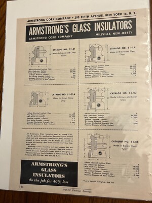 Armstrong glass insulator advertisement 1951 go-with | eBay