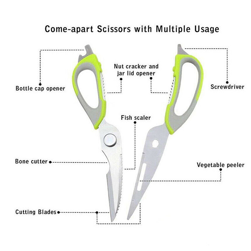 Multifunction Kitchen Cutter Shears Scissors Heavy Duty 8 FeaturesB i ...