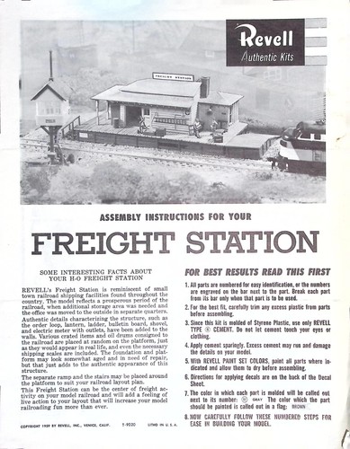 1959 Revell HO Freight Station Model Kit Instructions Vintage Original ...