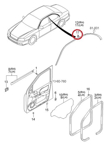 ( 1 ) GENUINE KIA 828533D000 Retainer, Fits Drip Rail 2001-2005 Optima ...
