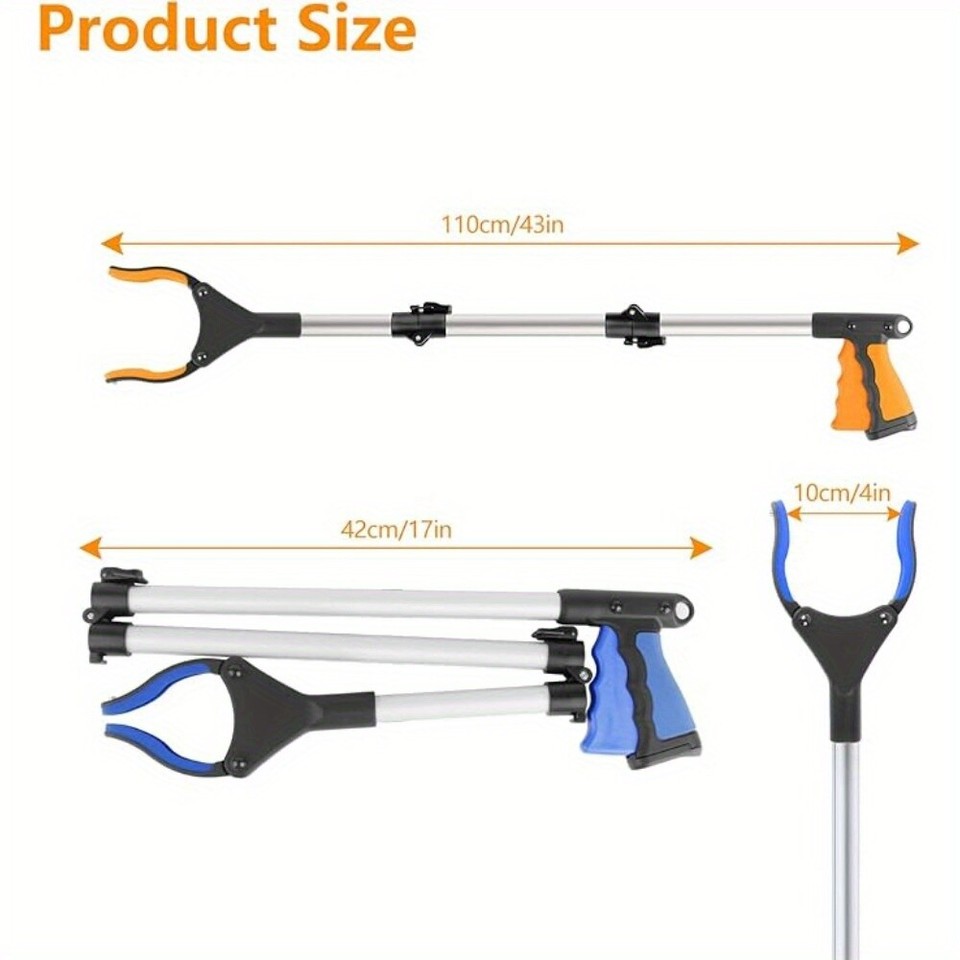 108cm Long Handled Grabber Reacher Pick Up Stick Litter Picker ...
