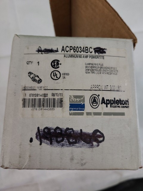 Appleton Electric Clamping Ring Plug 60Amp/600V 4-Pole/3-Wire - Gray ...