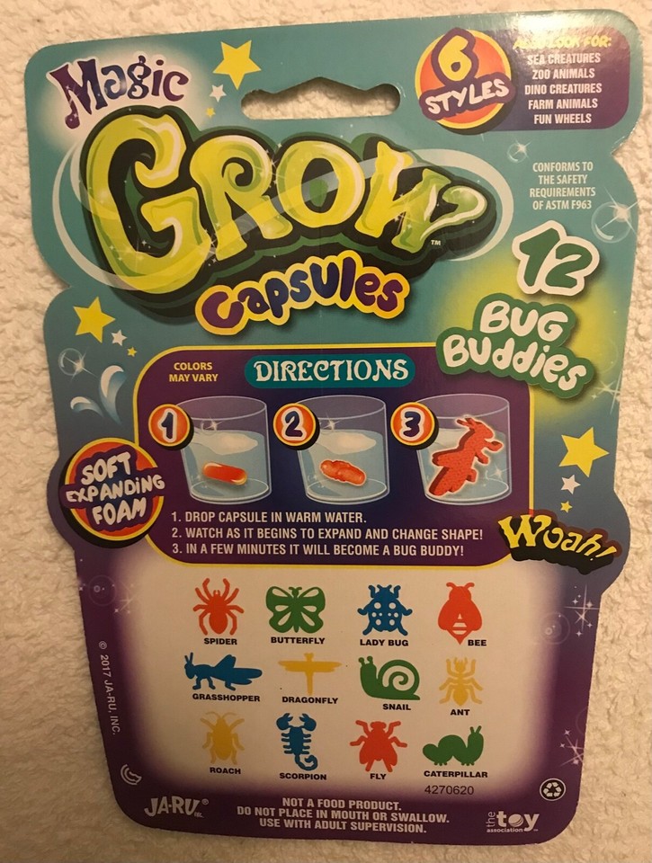 Magic Grow Capsules-Soft Expanding Foam-Drop in Water, Watch Expand-Bug ...