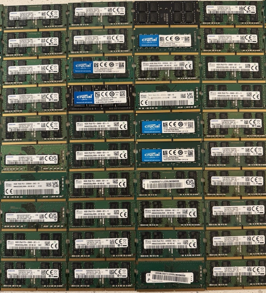 Lot of 100: Mix Brands and Model 16GB DDR4 Mix Speed Laptop RAM | eBay