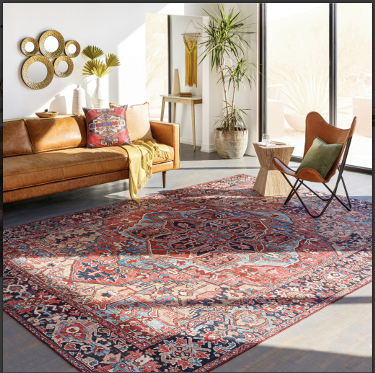 NEW SURYA IRIS VINTAGE MEDALLION RUG 2'3" x 3'9" BRIGHT RED/TEAL/WHEAT ...