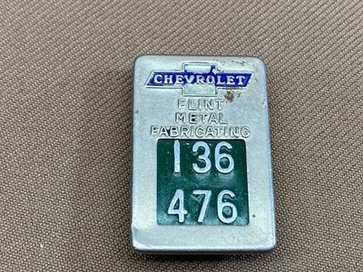 VTG Chevrolet Flint Metal Fabricating GM Car Co Employee ID Badge Pin ...