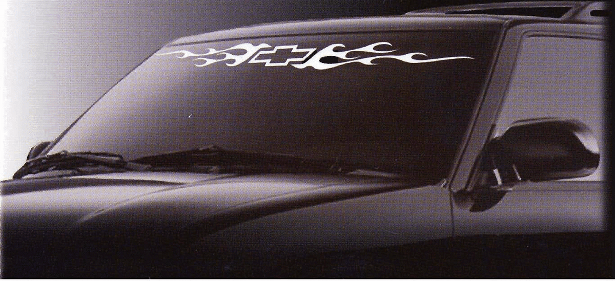 Xpressionz Chevy Bowtie Logo Flames Chevrolet Windshield 99 02 Chevy