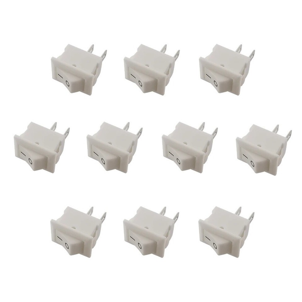 10x White Rocker Switches Rectangle 2-Pin ON/OFF Small Mini DC 12V AC ...