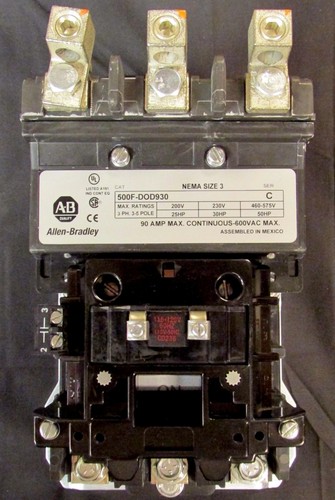 ALLEN BRADLEY Size 3 Contactor 110/120V 90 Amp 500F D0D930 | eBay