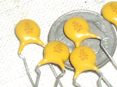 5 NEW BC .00047UF MFD 470PF 470 PF 2000V 2KV Y5P CERAMIC DISC DISK ...