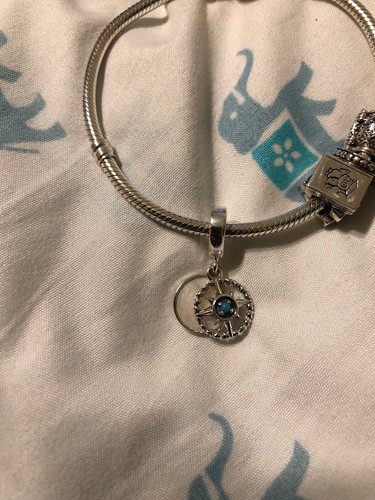 Authentic PANDORA 925 Silver Blue Compass Rose Dangle Pendant Charm ...