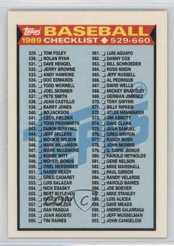 1989 Topps Checklist Collector's Edition (Tiffany) Checklist Cards 529 ...