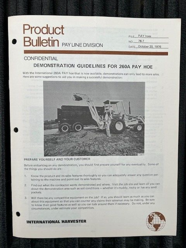 International Harvester 1976 Demonstration 260A Payhoe backhoe Product ...