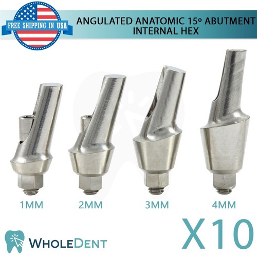 10x Angulated Anatomic Abutment 15° Ø5.4mm Int Hex 2.42mm Dental ...