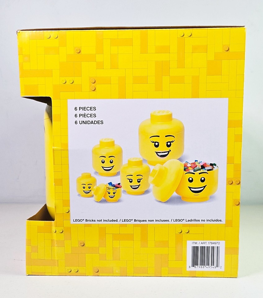 LEGO Minifigures Storage Head Ultimate 6-Piece Set: 2x Large, 2x Small ...
