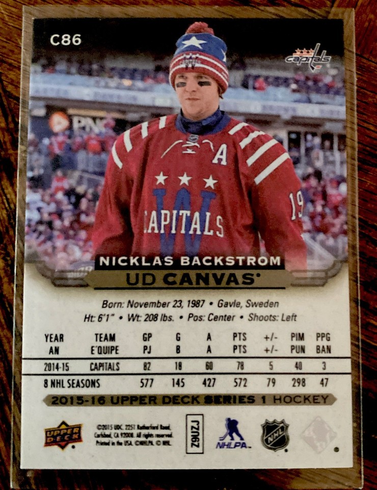 2015-16 UPPER DECK UD CANVAS NICKLAS BACKSTROM INSERT CARD WASHINGTON ...