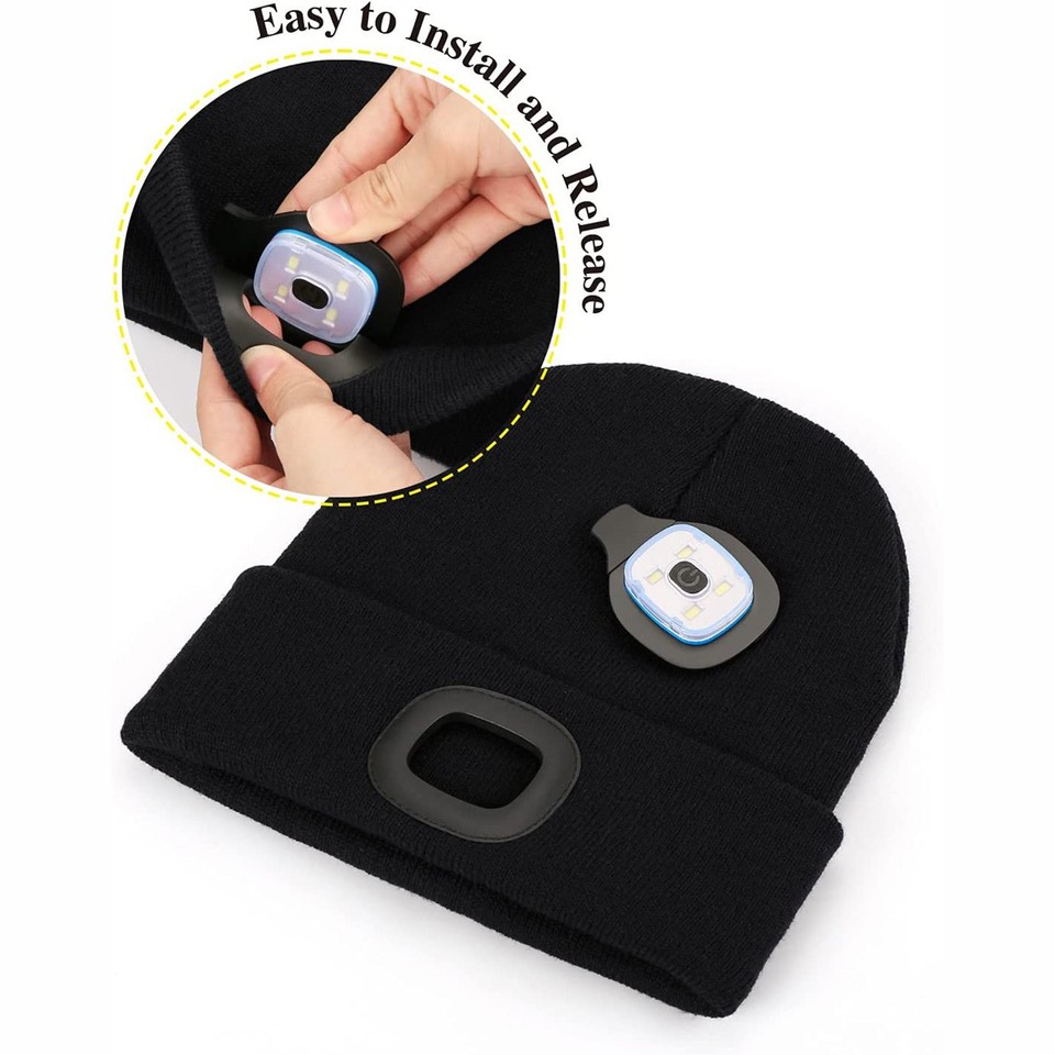 Unisex LED Beanie Hat Knit Light Up Ski Cap Christmas Gift For Women ...