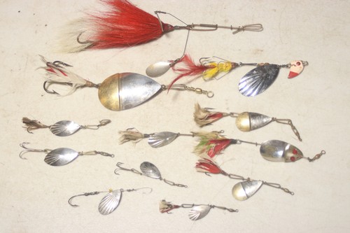 Lot of 12 Vintage Spinners W.T.J. Lowe G.M. Skinner Marathon Musky-Houn ...