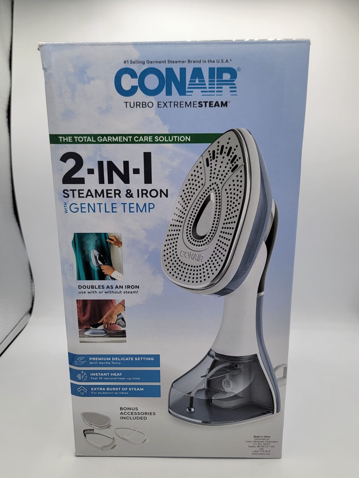 Conair 2-in-1 Steamer & Iron with Gentle Temp, -Open Box - 74108502056 ...