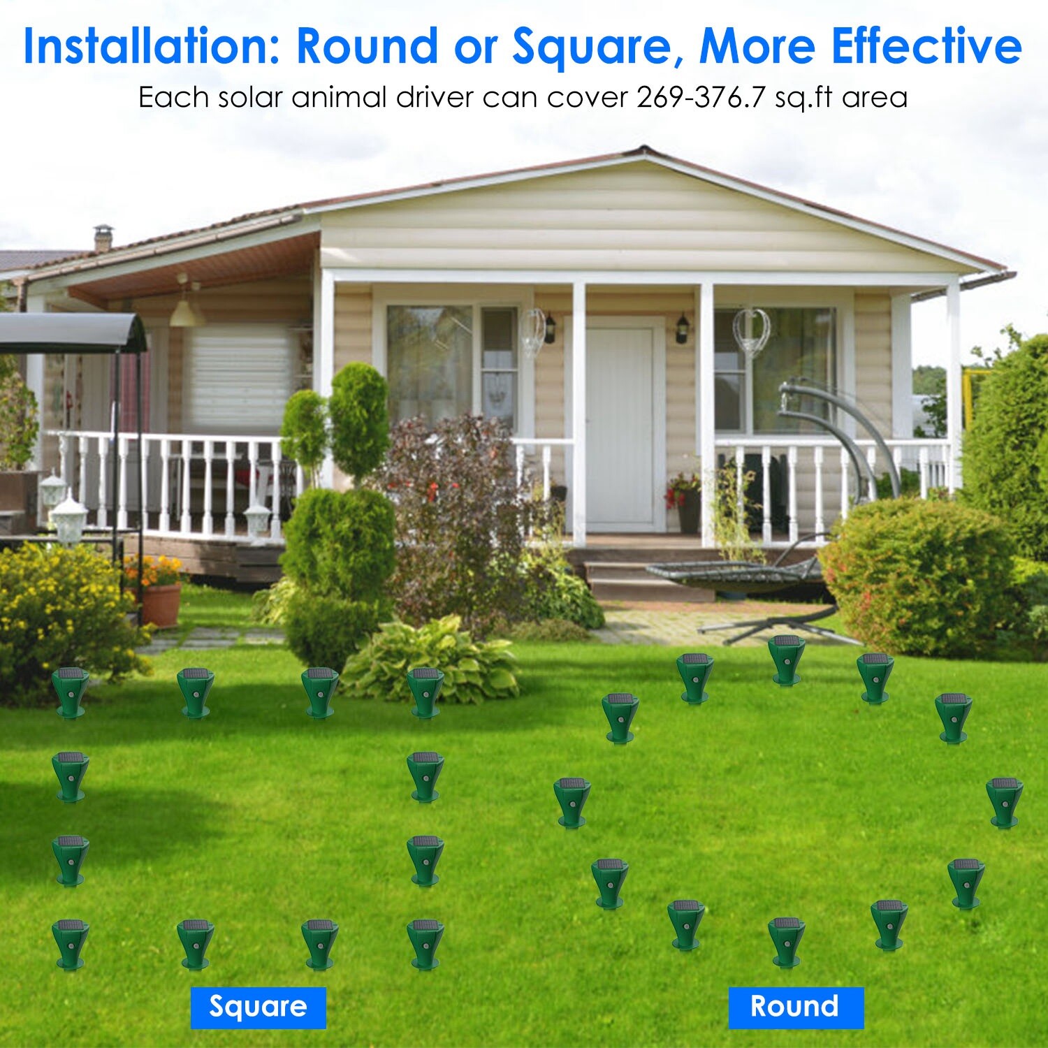 8PCS Screw Solar Power Ultrasonic Gopher Mole Repeller Repellent ...