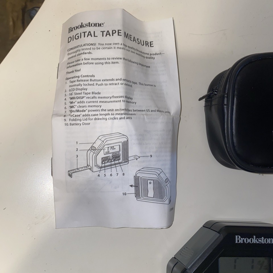 Brookstone ®️ Digital Tape Measure. NOS 9v Battery Powered, Metric ...