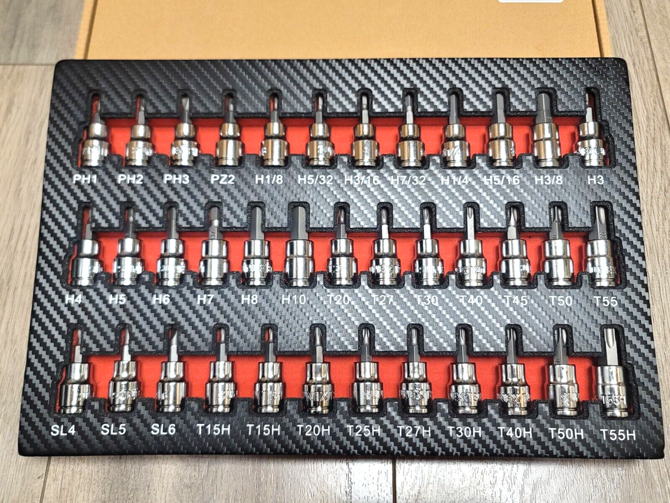 Sunex 37pc Master Bit Socket Set SAE & Metric Hex, Torx, etc w/Foam ...