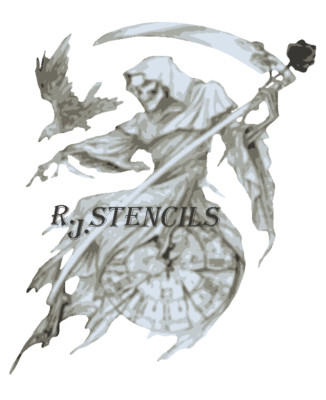 Multilayer STEP BY STEP airbrush stencil REAPER TIME - MYLAR 1.25 | eBay