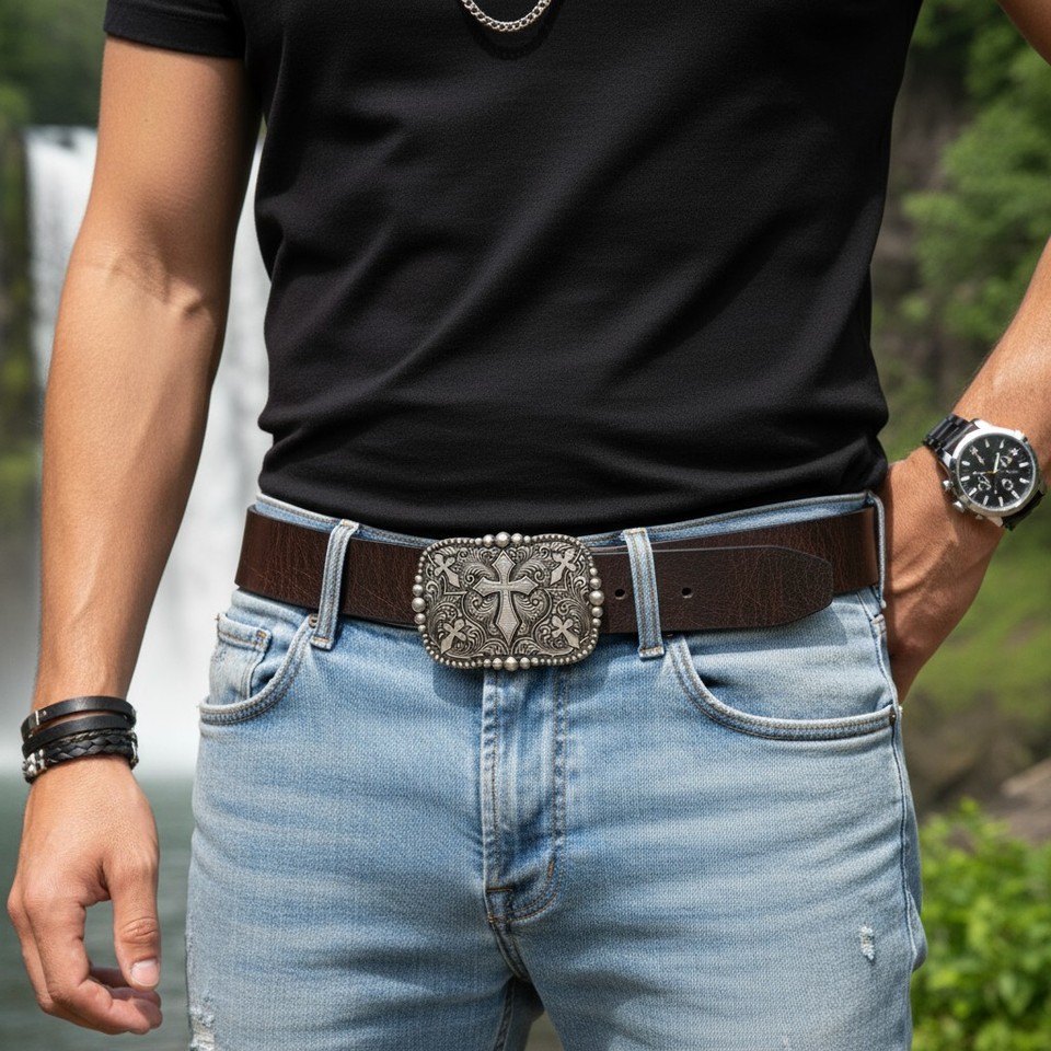 Men Women Western Fashion Belt Buckle Antique Silver Metal Western ...