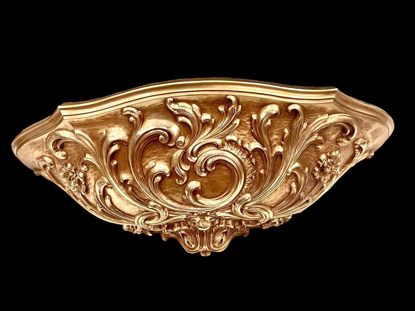 2 VTG SYROCO HOLLYWOOD REGENCY GOLD/ COPPER COLOR ORNATE WALL WATER ...