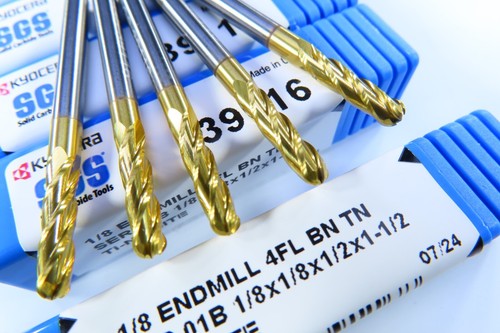 LOT ( 5 PCS ) NEW 1/8" SGS KYOCERA 39116 SOLID CARBIDE END MILLS ...