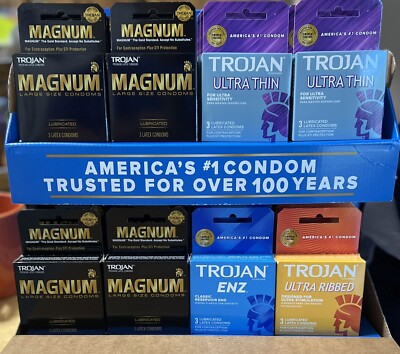 TROJAN Condoms With Display 32ct Best Sellers 5 types FREE SHIPPING | eBay