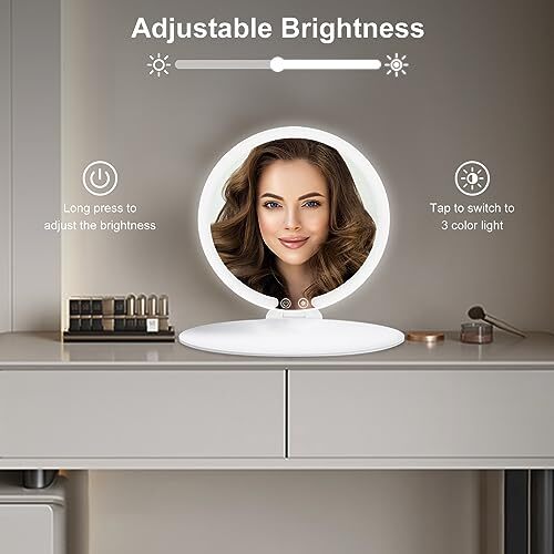 Travel Makeup Mirror with Lights 8" Foldable Compact Mirror with 12X ...
