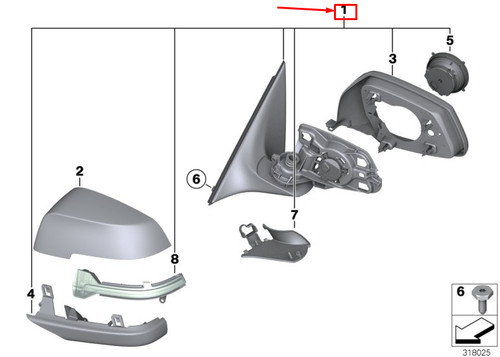 NEW BMW 5 F10 FRONT RIGHT SIDE WING MIRROR 7459602 51167459602 ORIGINAL ...