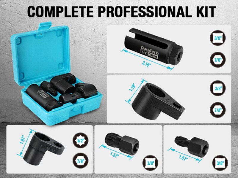 DURATECH 5PCS O2 Oxygen 3/8" 1/2" Drive x 7/8" 22mm Oxygen Sensor ...