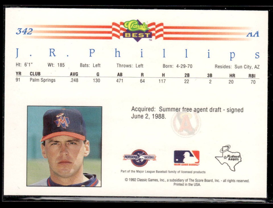 1992 Classic Best #342 J.R. Phillips Near Mint or Better | eBay