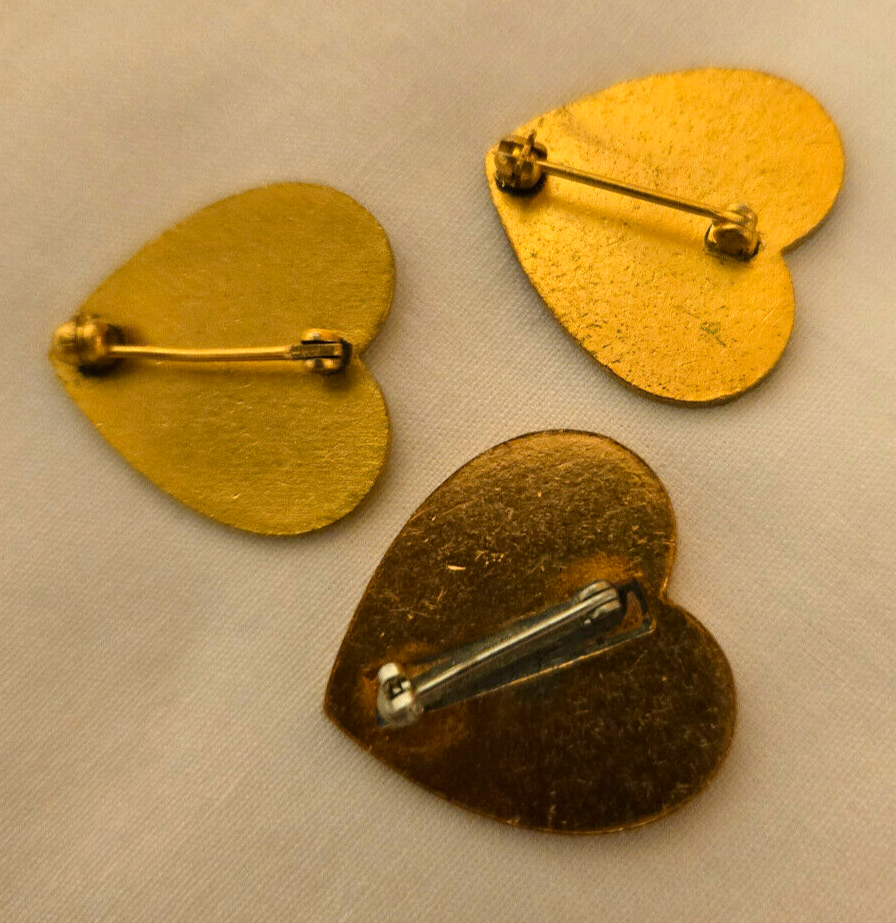 3 Vintage Boy Scout Life Rank Pin Red Heart Gold Tone BSA "Be Prepared ...