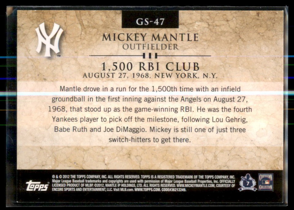 2012 Topps Gold Standard Mickey Mantle #GS-47 New York Yankees | eBay