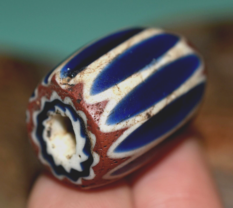 Antique Venetian Six Layer Chevron Italian Drawn Cane Glass Bead ...