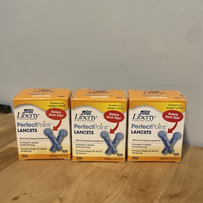 3 Boxes (x100) LIBERTY MEDICAL Perfect Point Lancets Diabetes NEW ...