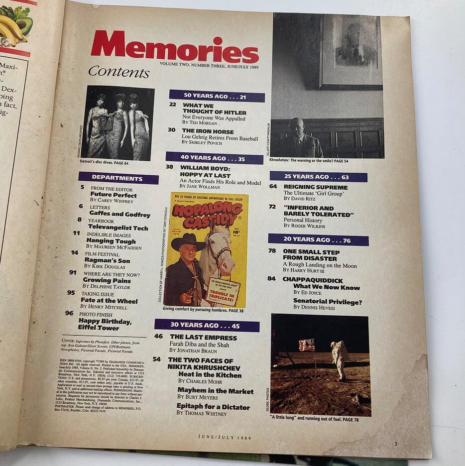 VTG Memories Magazine June 1989 Vol 2 #3 The Supremes, Nikita ...